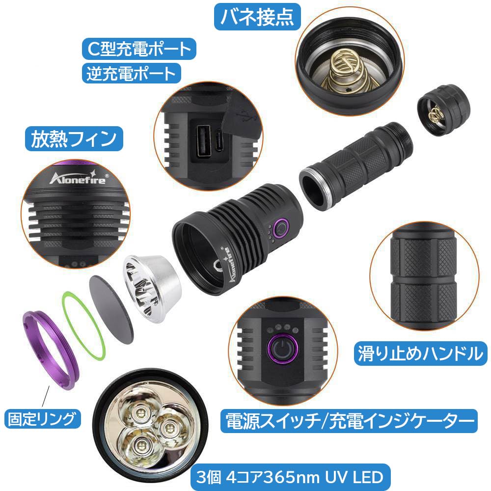 Amazon.co.jp : Alonefire SV43 36W 紫外線 ブラックライト 強力 UV